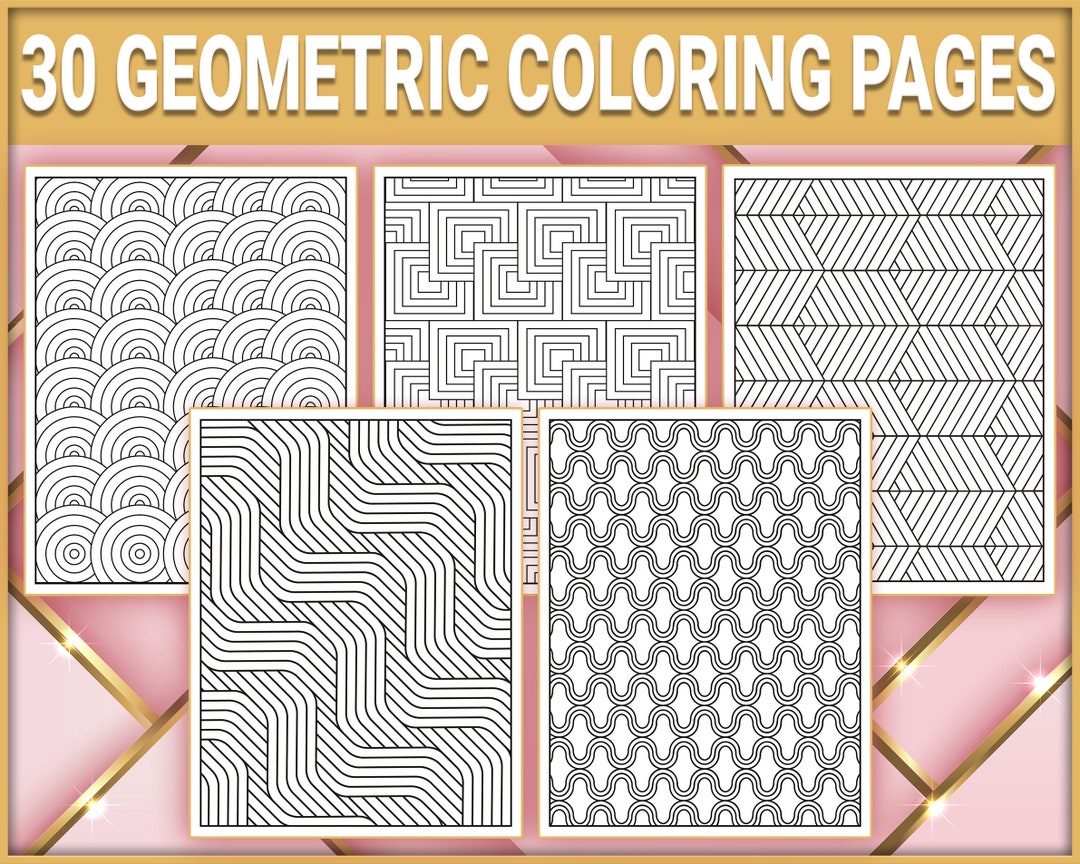 30 Abstract Pattern Coloring Pages, Geometric Shapes and 3D Patterns ...