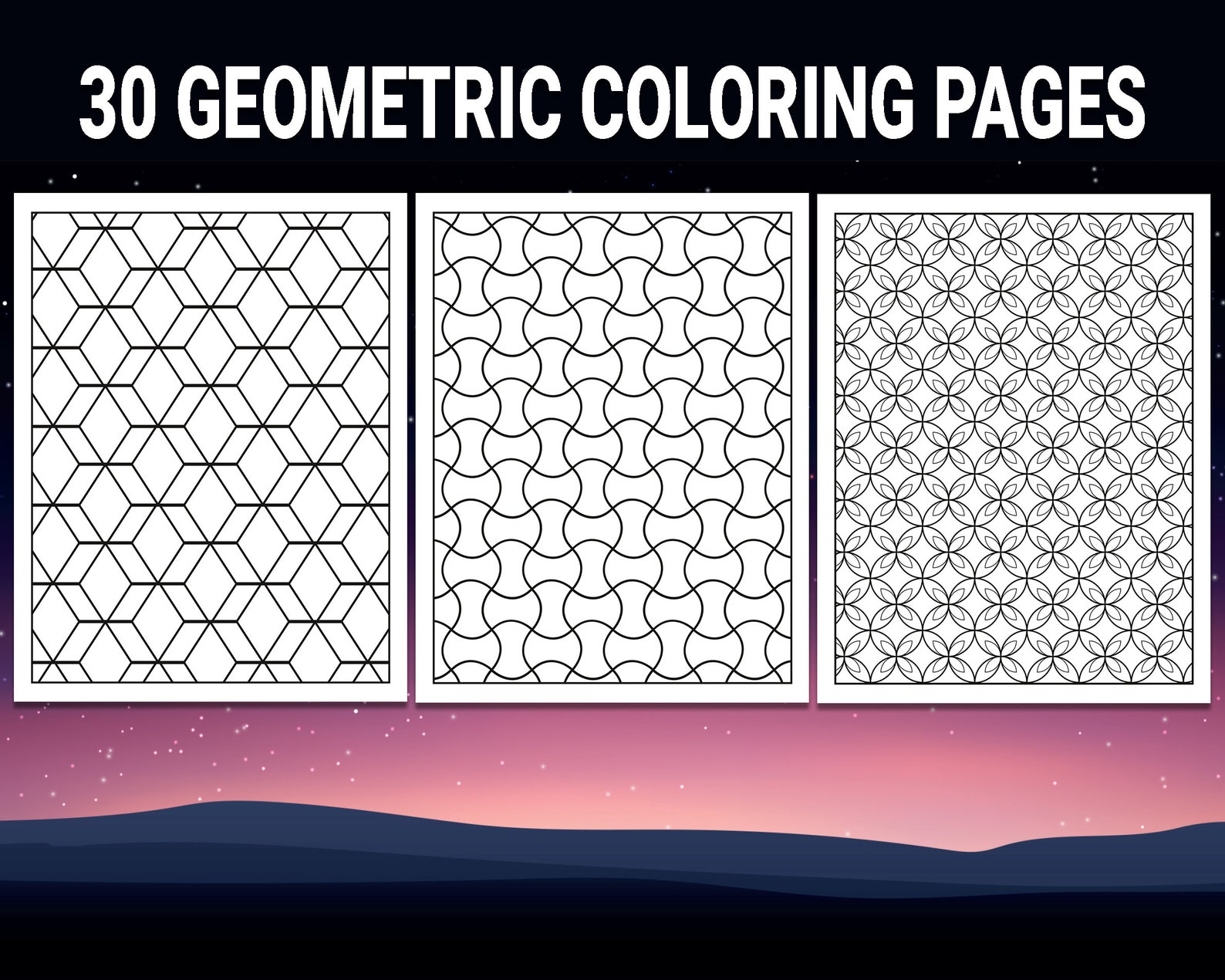 30 Geometric Coloring Pages for Adults. Geometric Pattern - Etsy
