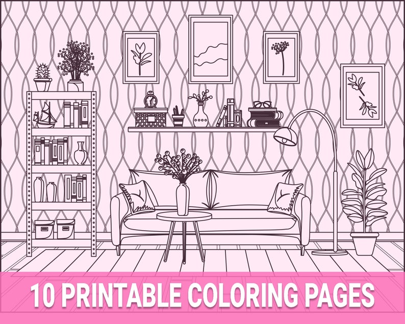 10 Printable Coloring Pages for Adults: Sweetest Home Interior Design ...