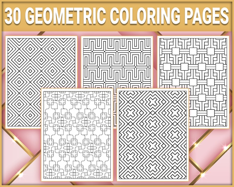 30 Abstract Pattern Coloring Pages Geometric Shapes and 3D - Etsy