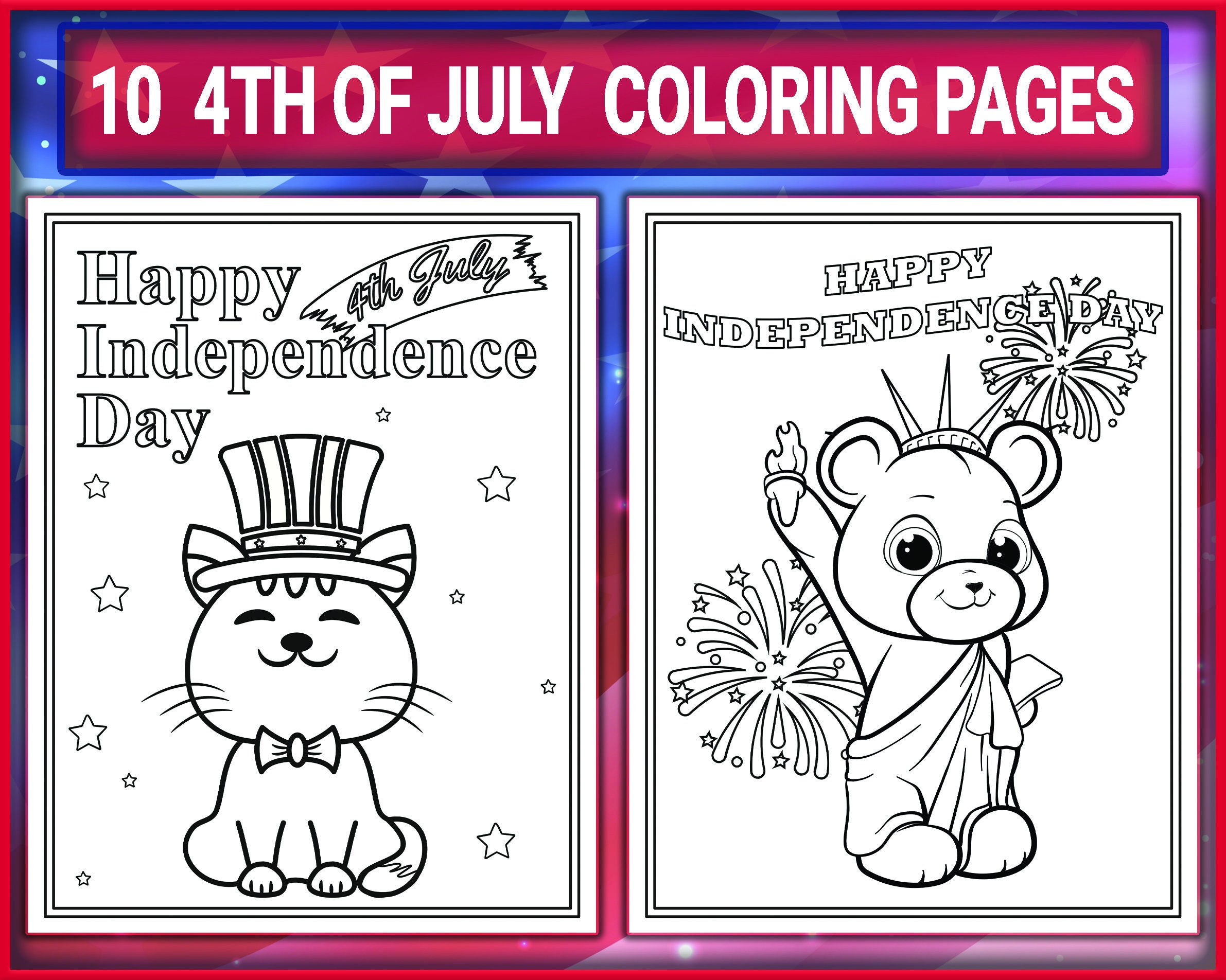 4th of July Coloring Pages. Independence Day Printables. Kids - Etsy