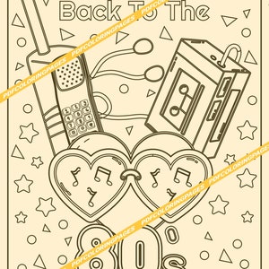 Printable 80s Coloring Pages, Retro Nostalgia (PDF Download) - Etsy