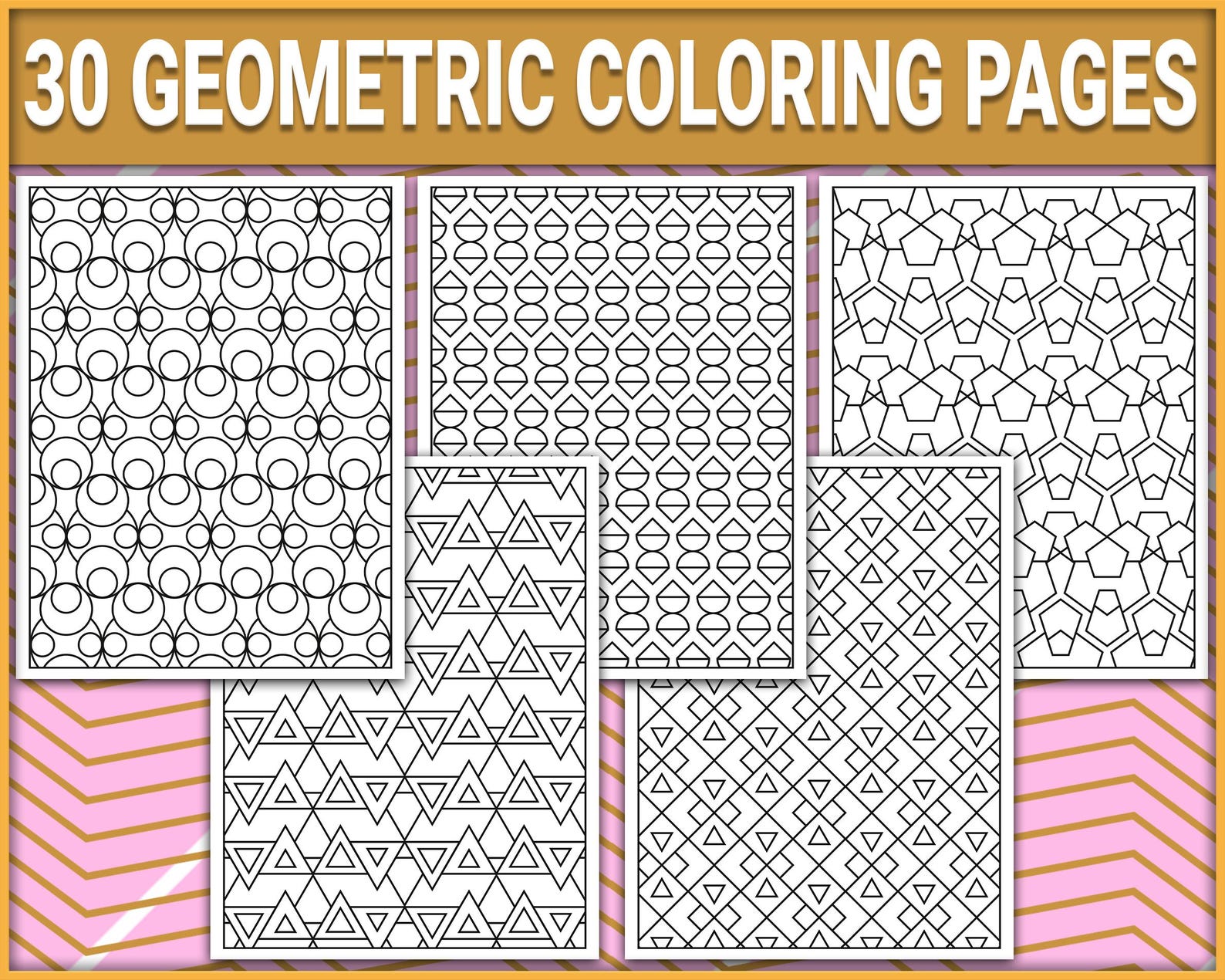 30 Abstract Pattern Coloring Pages, Geometric Shapes and 3D Patterns ...