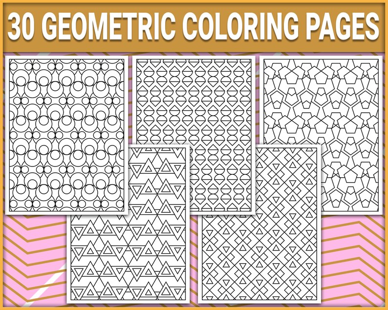 30 Abstract Pattern Coloring Pages, Geometric Shapes and 3D Patterns ...