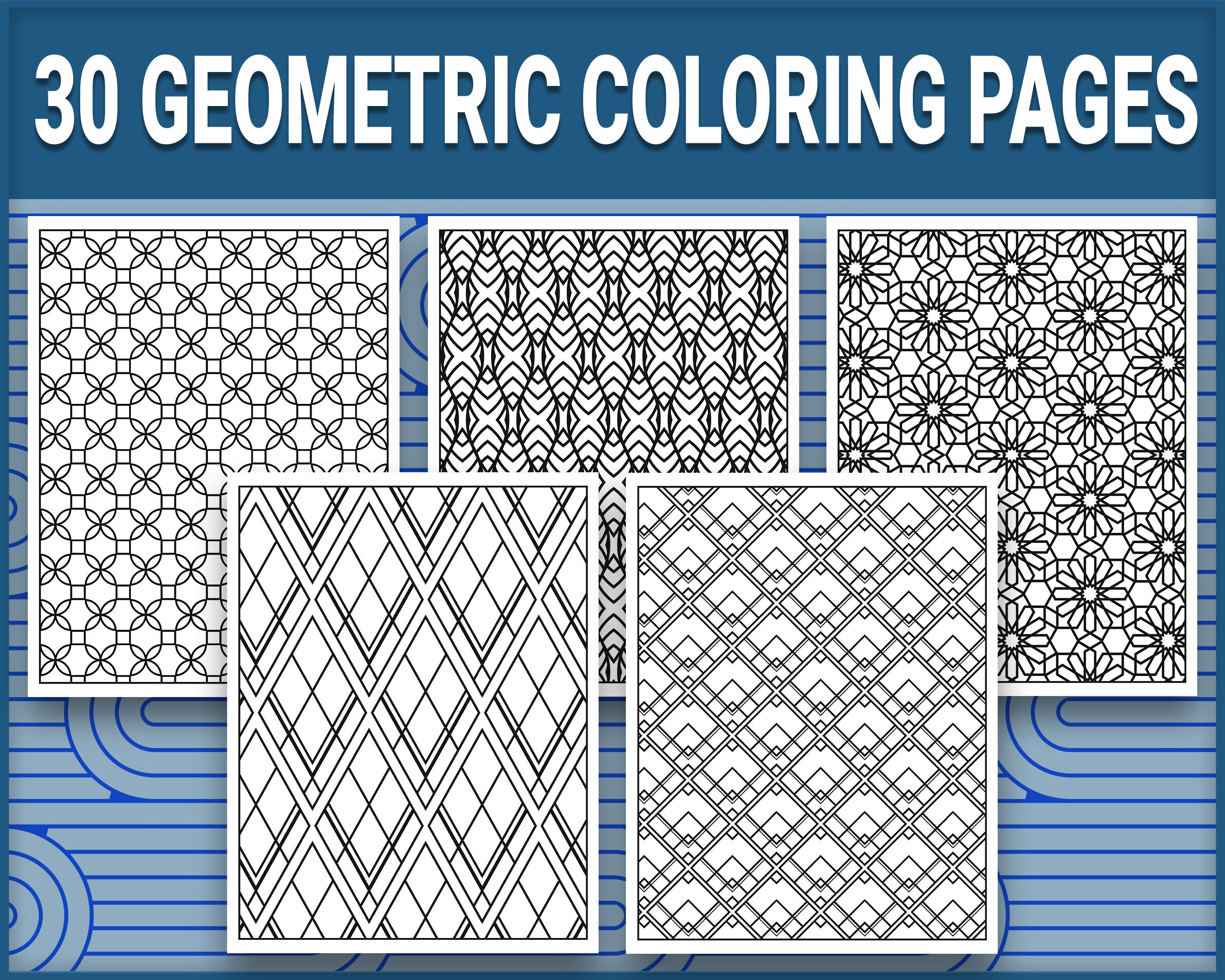 30 Abstract Pattern Coloring Pages, Geometric Shapes, Geometric ...