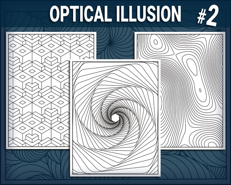 3D Optical Illusion Coloring Pages: Geometric Patterns (PDF Digital ...