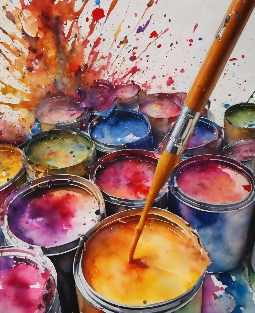 Cans of Paint Splatter Art AI Generated Wall Art Printable - Etsy