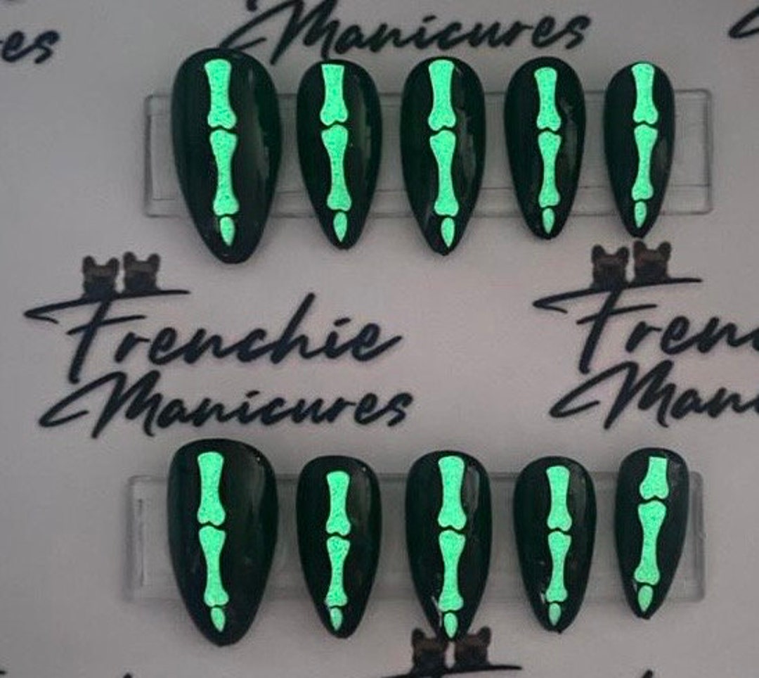 Skeleton Bone Glow in the Dark Press on Nails - Etsy