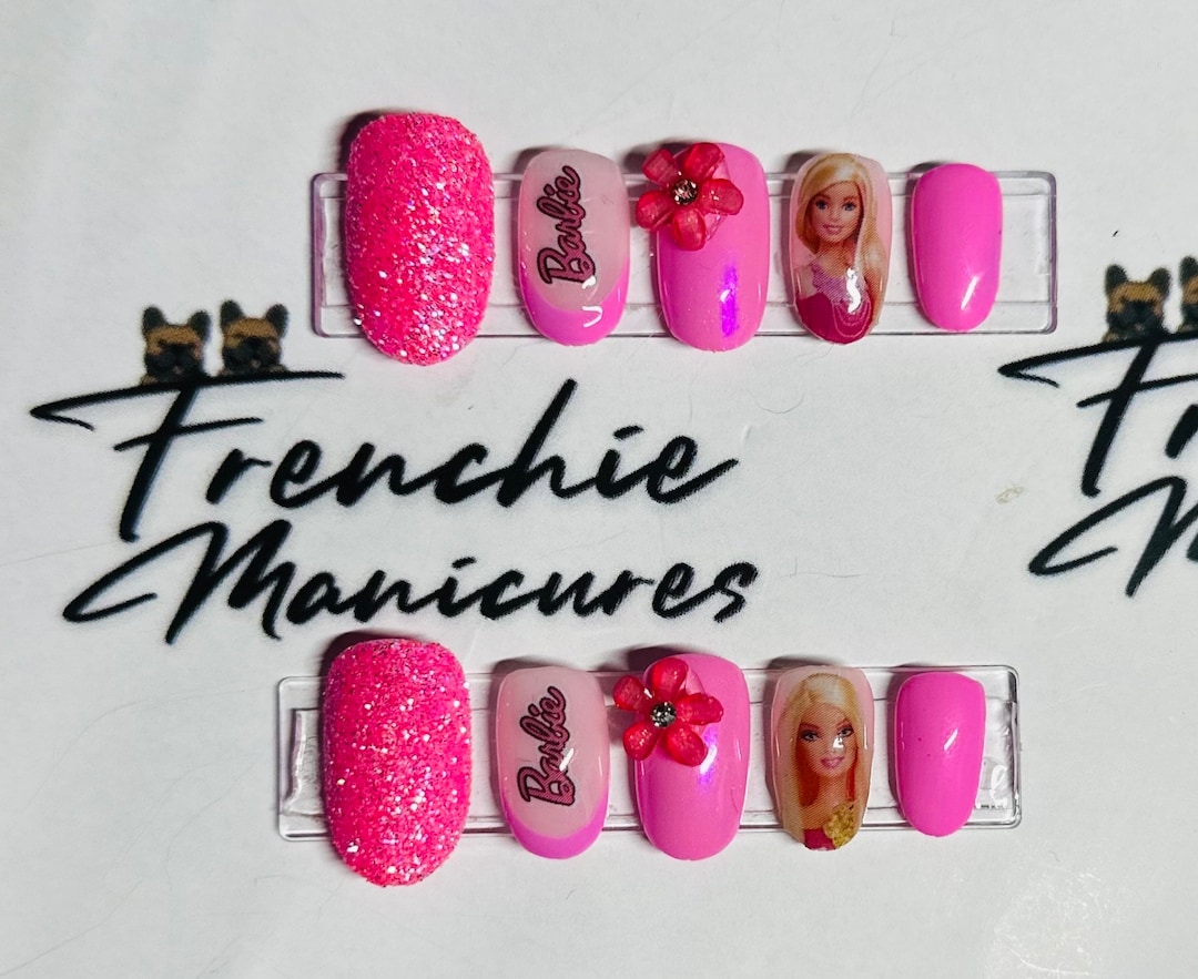 Pink Glitter Barbie Press on Nails - Etsy