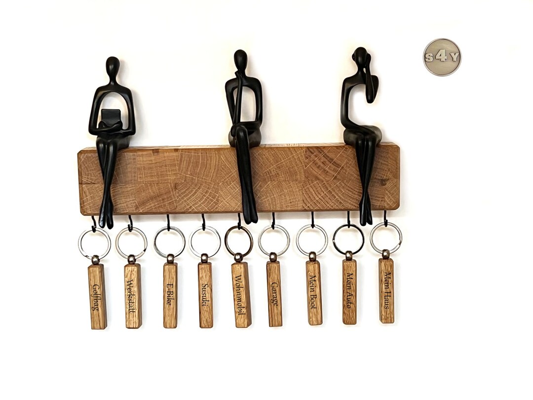 Personalized Oak Key Rack/key Rail/key Bar With Black Screw Hooks, Made ...
