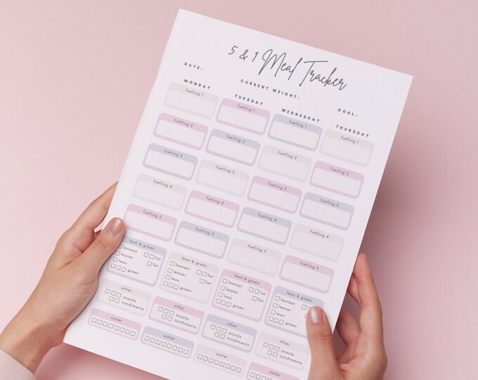 5 & 1 Fueling Tracker, Optavia Meal Diary, Lean and Green Diet Journal ...