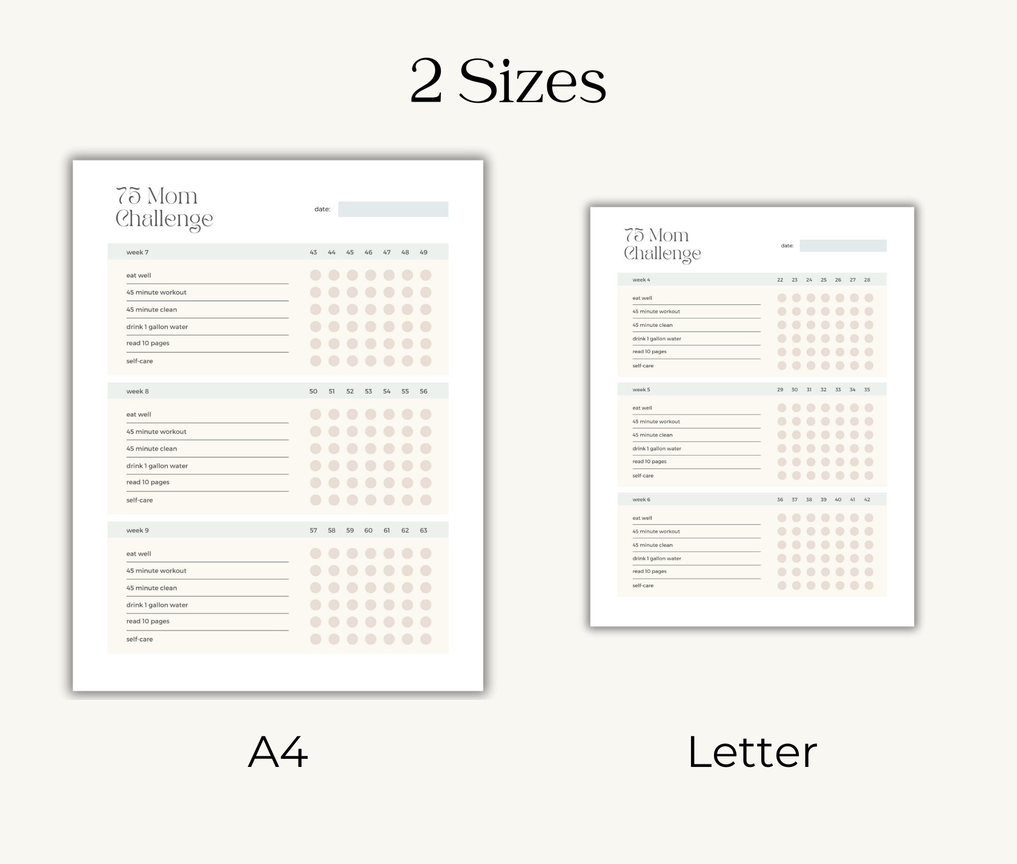 75 Mom Challenger Tracker - Printable PDF - 75 Day Soft Challenge ...