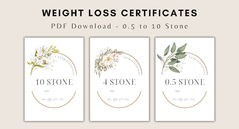 Printable Weight Loss Certificates - Digital Download - Weightloss ...