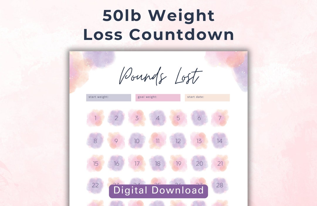 Printable Weight Loss Tracker 50 Lbs 50 Pound Weightloss - Etsy