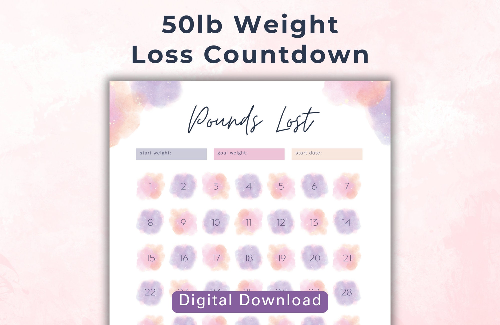Printable Weight Loss Tracker 50 Lbs 50 Pound Weightloss - Etsy