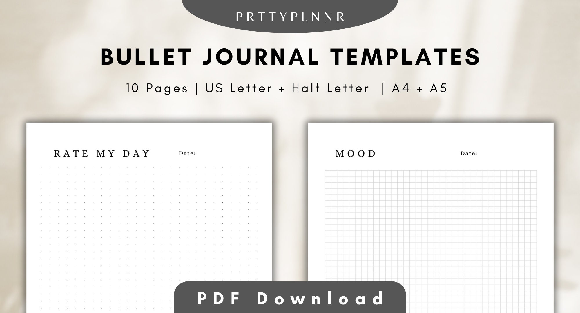 Printable Bujo Diary Paper Bullet Journal Paper Template Bujo Dotted and Square Paper Instant ...