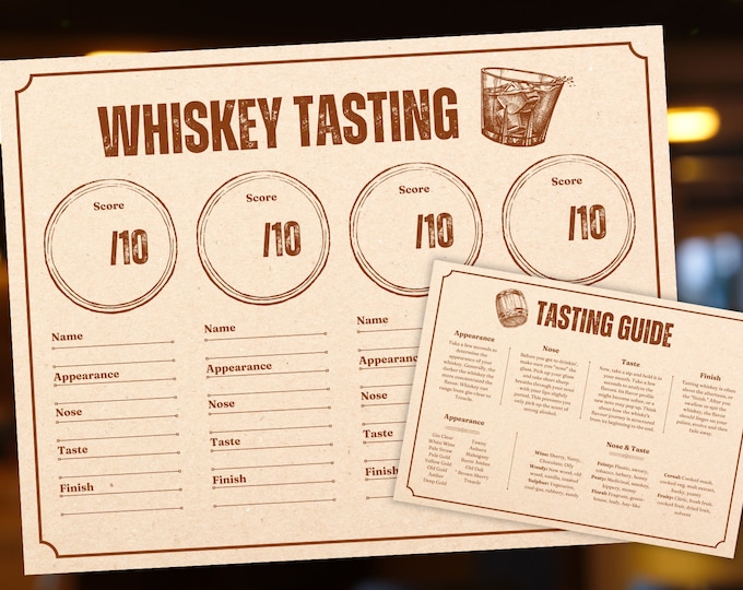 Printable Whiskey Tasting Guide Flight Tasting Notes Whiskey Score Card ...