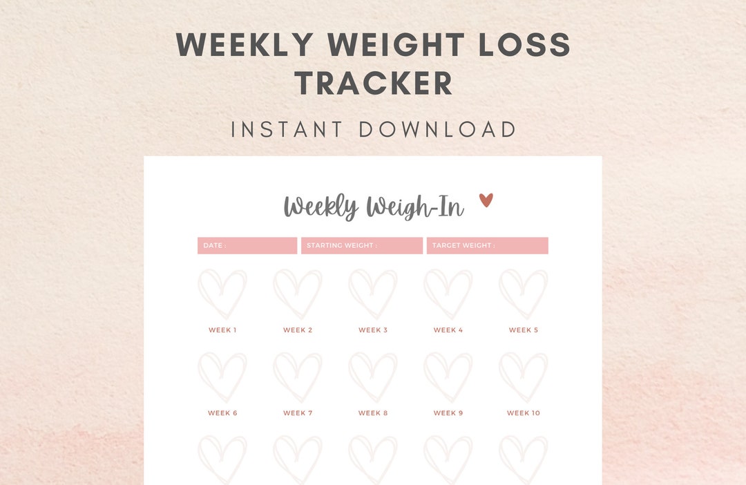 Printable Weight Loss Tracker Weekly Weight Log Weekly Weigh - Etsy