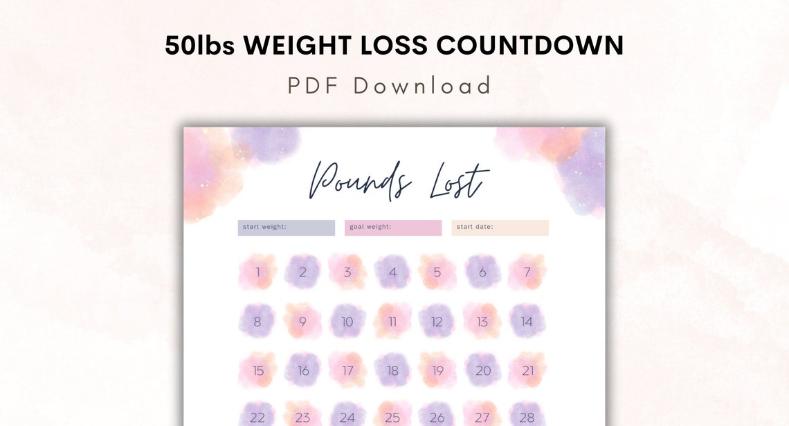 Printable Weight Loss Tracker 50 Lbs 50 Pound Weightloss - Etsy