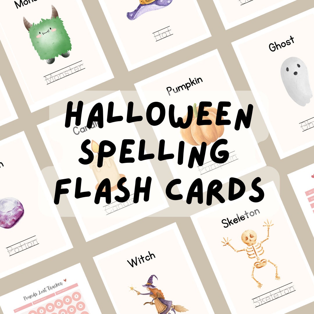 Halloween Printable Flashcards for Kids Halloween Spelling - Etsy