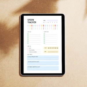 Daily Spoon Tracker, Spoon Theory Journal, Spoonie Diary, Fatigue ...