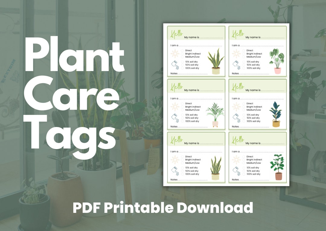 Plant Care Instructions Card, 18 Printable Styles Included, Houseplant ...