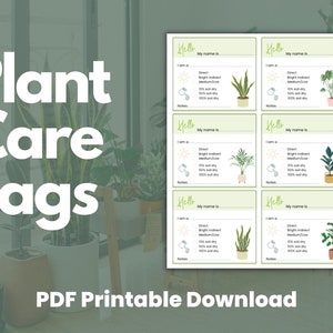 Plant Care Instructions Card, 18 Printable Styles Included, Houseplant ...