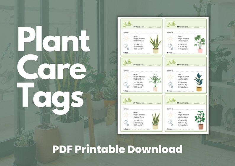 Plant Care Instructions Card, 18 Printable Styles Included, Houseplant ...