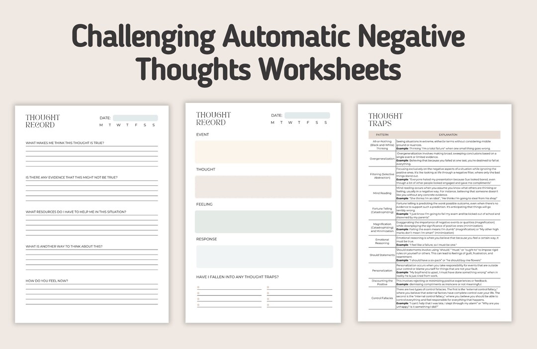 Thought Trap Worksheets, CBT, Cognitive Behavioural Therapy Tool ...