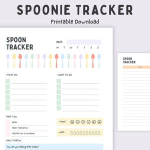 Daily Spoon Tracker, Spoon Theory Journal, Spoonie Diary, Fatigue ...