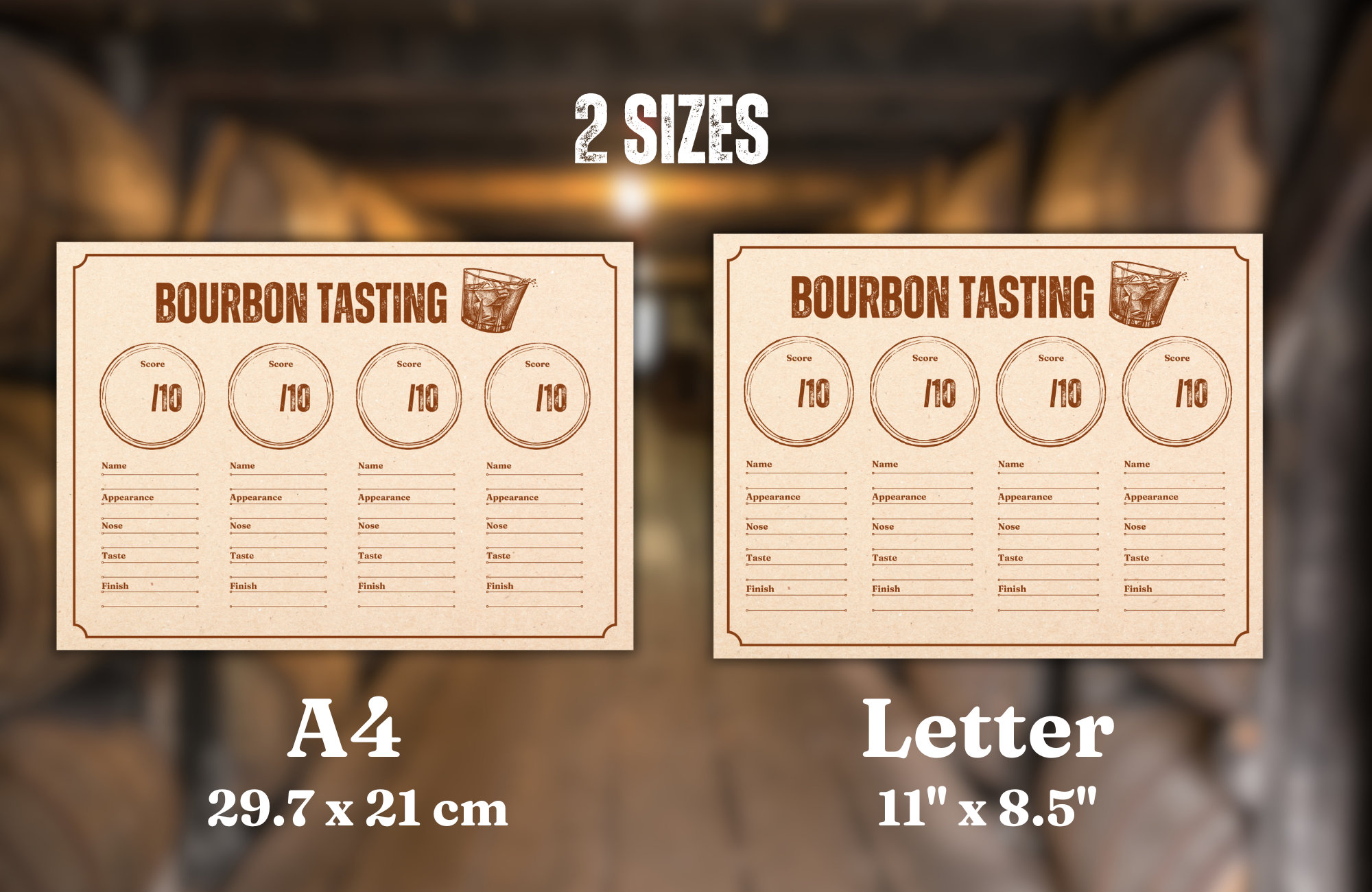 Printable Bourbon Tasting Guide Flight Tasting Notes Bourbon Score Card ...