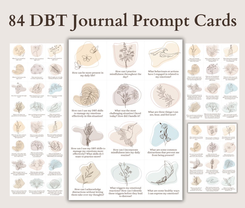 DBT Journal Prompts, Emotional Regulation Reflection Cards, Distress ...