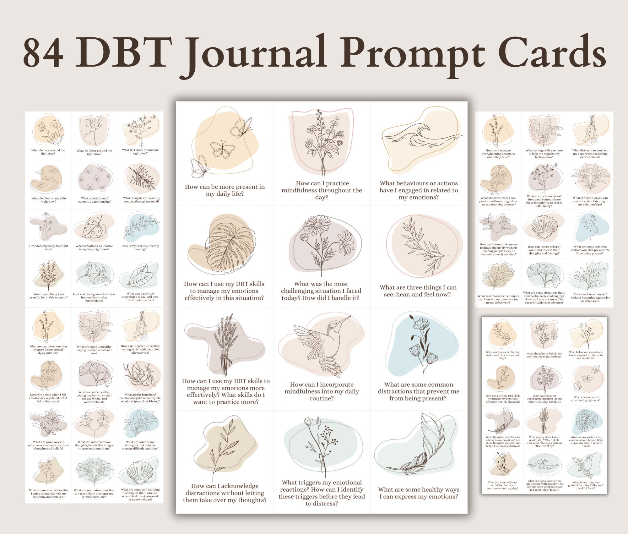 DBT Journal Prompts, Emotional Regulation Reflection Cards, Distress ...