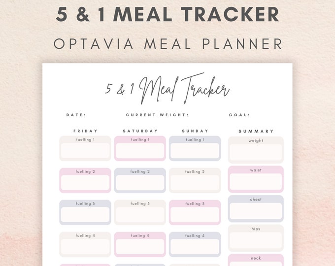 Optavia 5 and 1 Fueling Tracker, Lean and Green Diet Journal, Optimal ...
