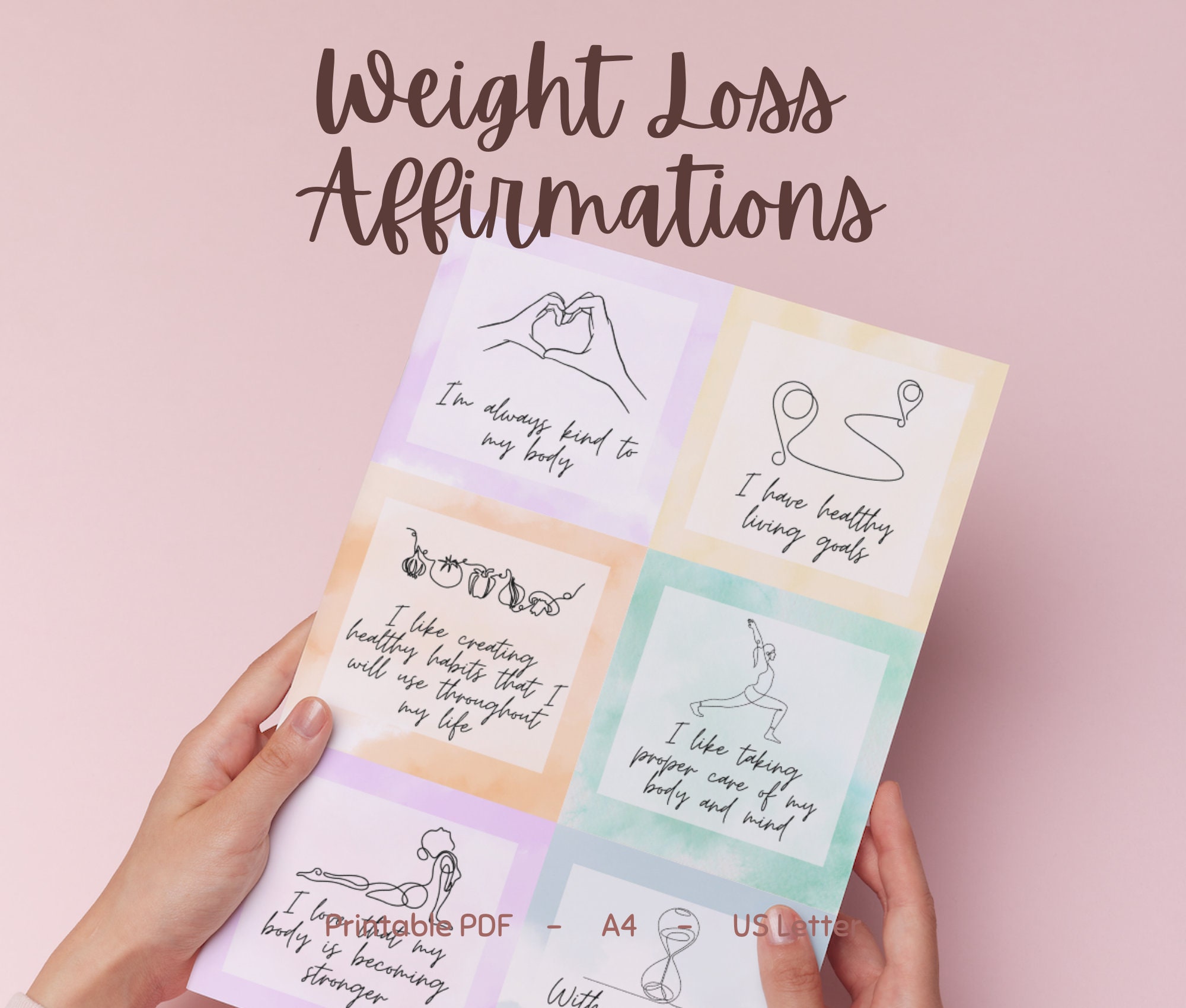 Affirmation Cards for Weight Loss, 36 Body Positive Affirmation Cards ...