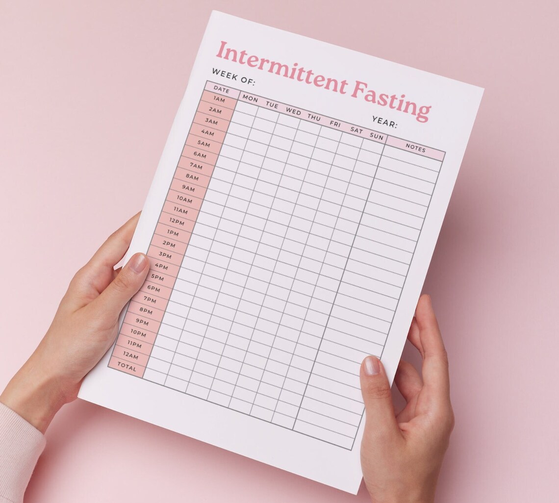 Intermittent Fasting Chart, Weight Loss Tracker, Printable Fasting ...