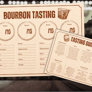 Printable Bourbon Tasting Guide Flight Tasting Notes Bourbon Score Card ...