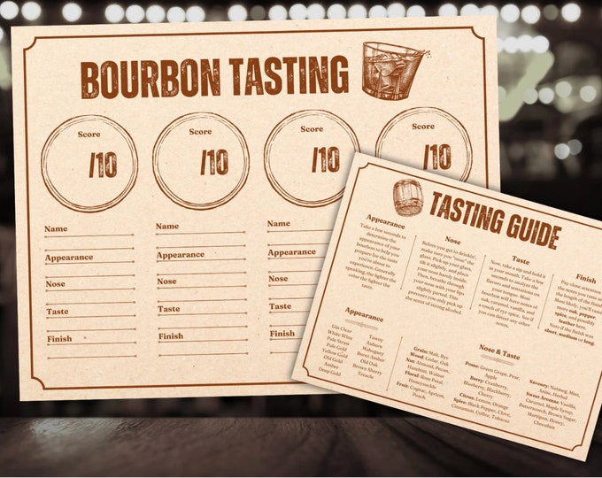 Printable Bourbon Tasting Guide Flight Tasting Notes Bourbon Score Card ...