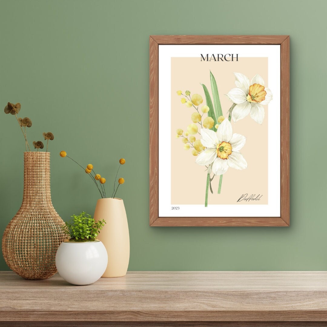 March Birth Flower Printable Daffodil Birthday Flower Last Minute Baby ...