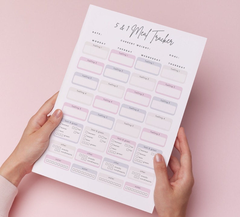 5 & 1 Fueling Tracker, Optavia Meal Diary, Lean and Green Diet Journal ...