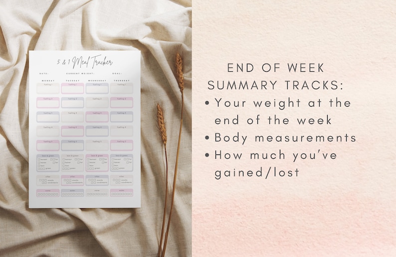 5 & 1 Fueling Tracker, Optavia Meal Diary, Lean and Green Diet Journal ...