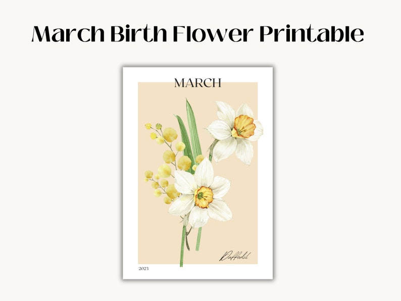 March Birth Flower Printable Daffodil Birthday Flower Last Minute Baby ...