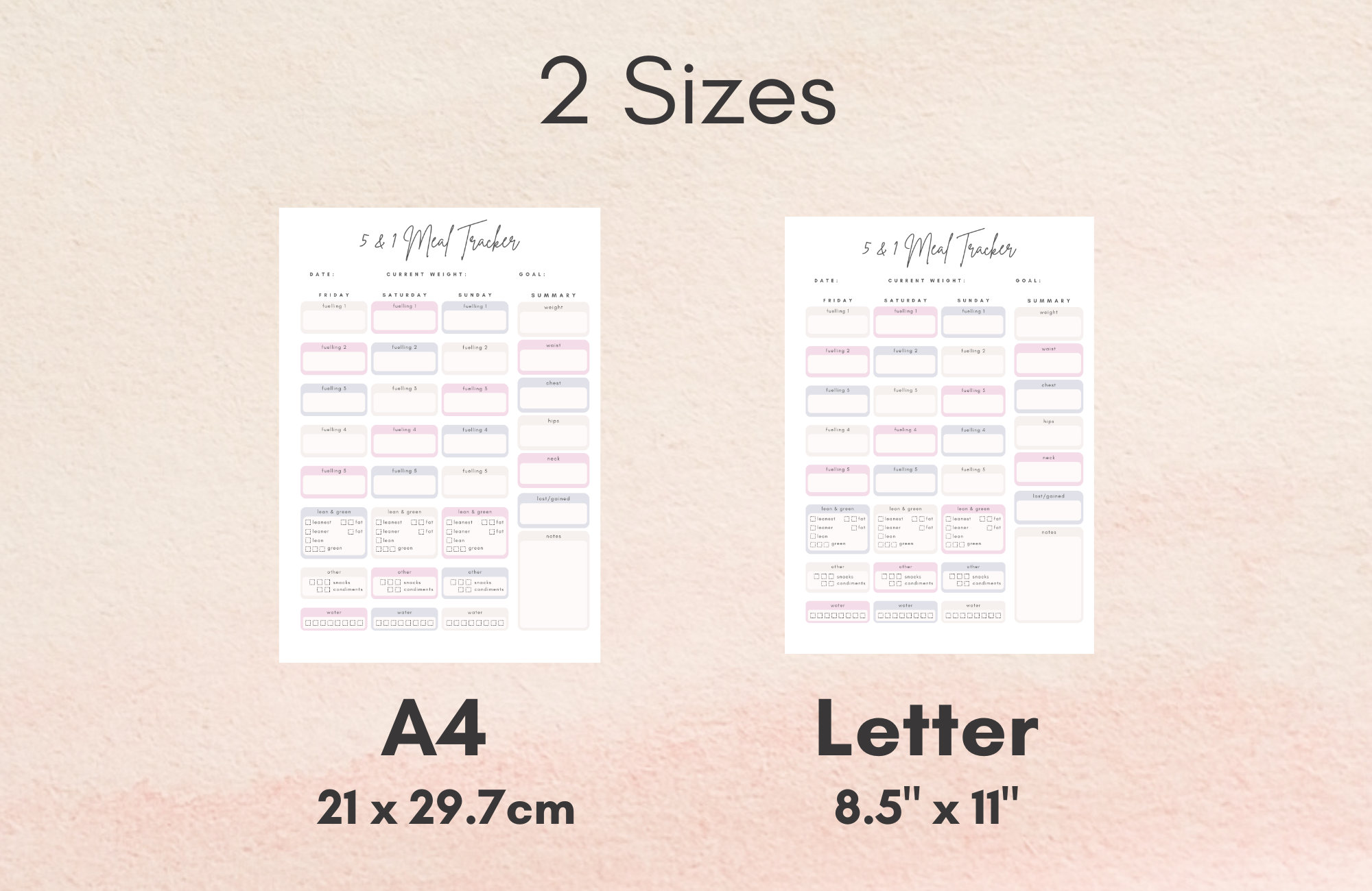 5 & 1 Fueling Tracker, Optavia Meal Diary, Lean and Green Diet Journal ...