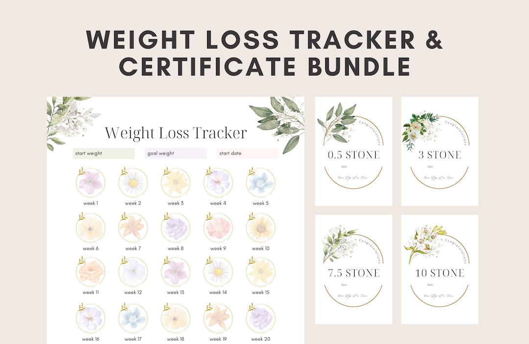 Printable Weight Loss Certificates and Tracker BUNDLE - Weightloss ...