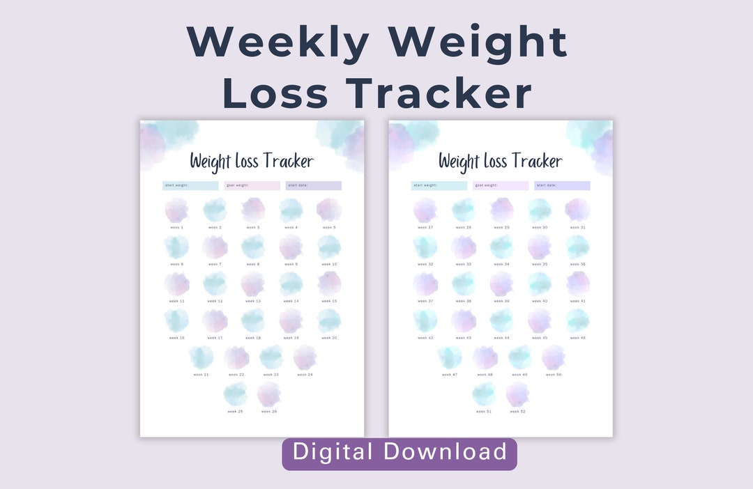 Printable Weight Loss Tracker, Weekly Weight Log, Weekly Weigh In, Diet ...