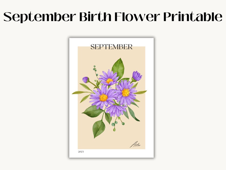 September Geburt Blume Printable Aster Geburtstag Blumenkunst Last ...