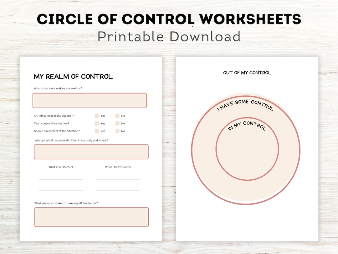Circle of Control, Things I Can Control Workbook, Worry Book, Printable ...