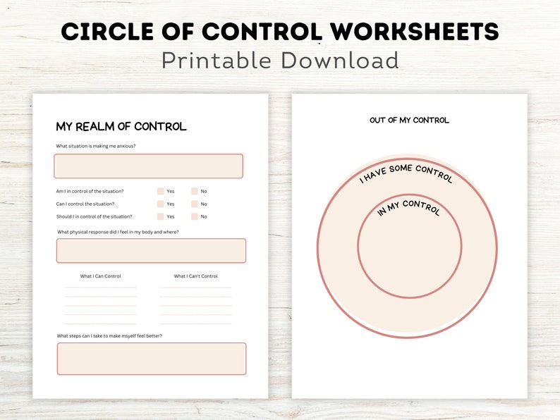 Circle of Control, Thing I Can Control, Worry Book, Printable Therapy ...