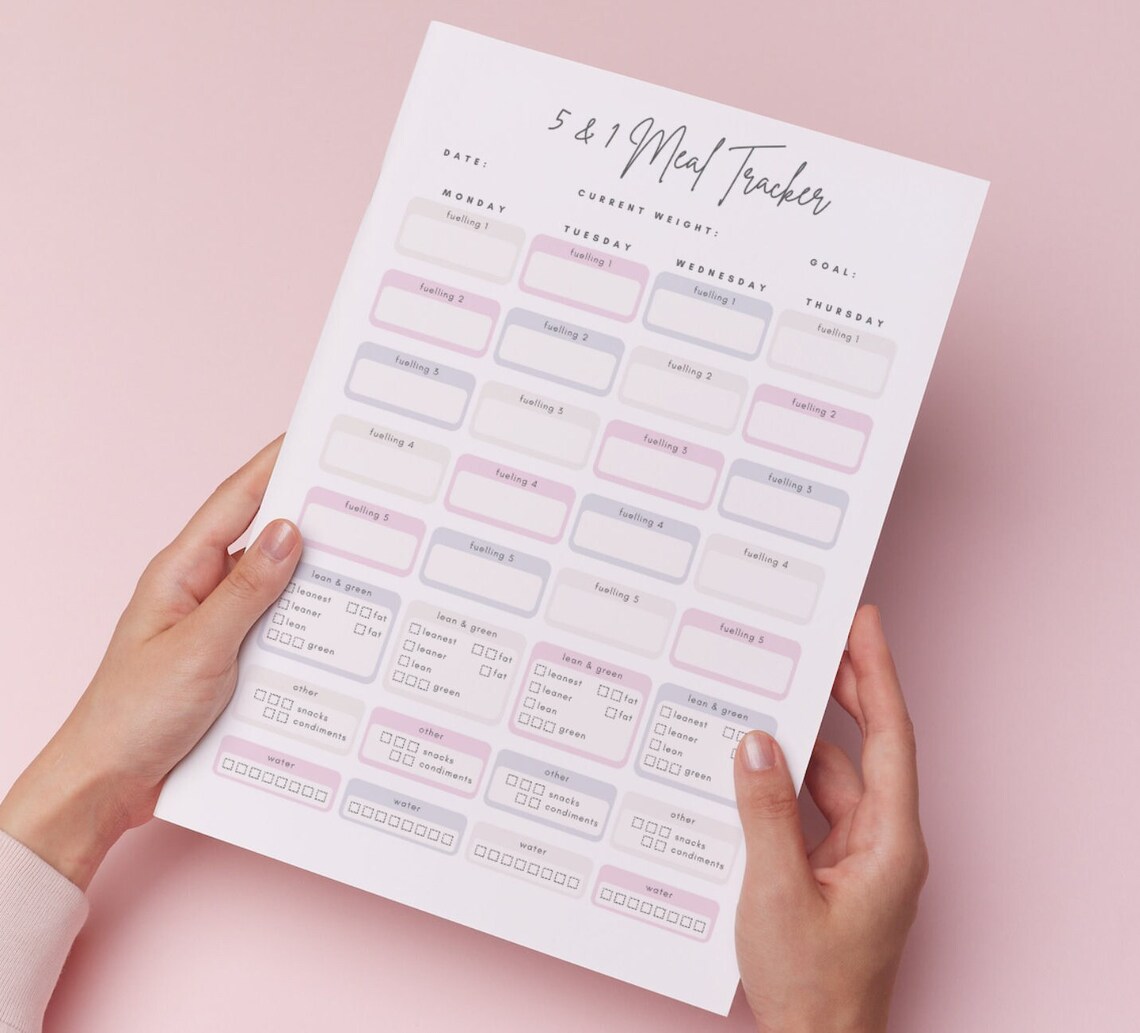 Optavia 5 and 1 Fueling Tracker, Lean and Green Diet Journal, Optimal ...