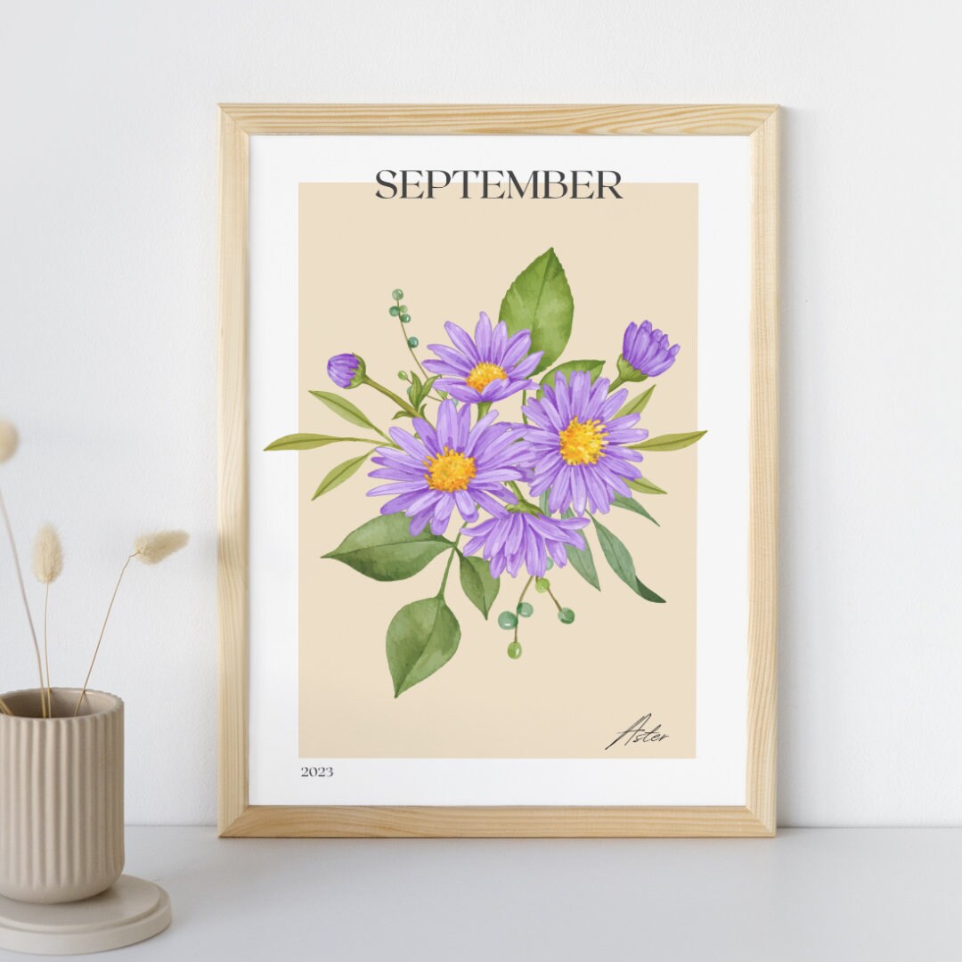 September Geburt Blume Printable Aster Geburtstag Blumenkunst Last ...